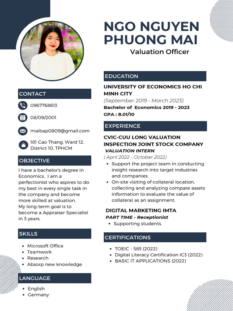 Valuation Officer Resume of Phuong Mai | PDF