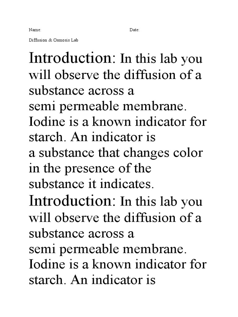 Osmosis and Diffusion | PDF | Osmosis | Corn Starch