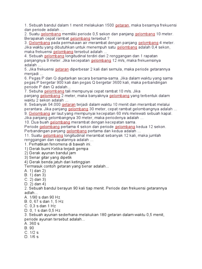 Soal Getaran Dan Gelombang Ipa Kls 8 | PDF