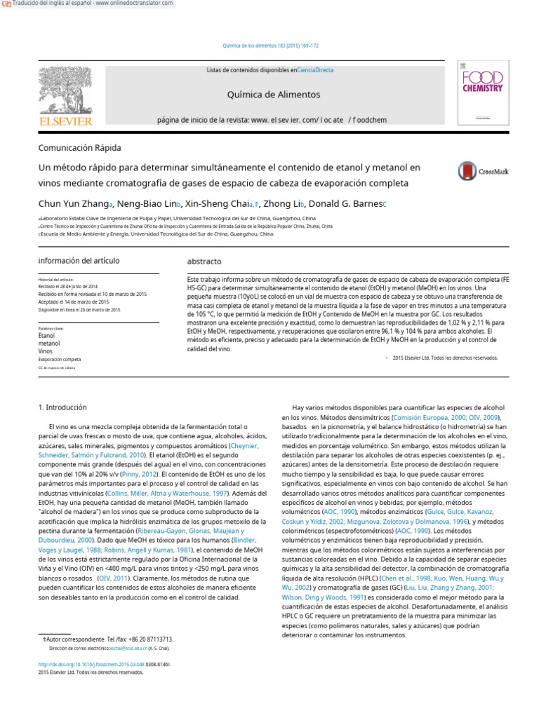 Cuantaficación de Etanol y Metanl - En.es | PDF | Vino | Etanol
