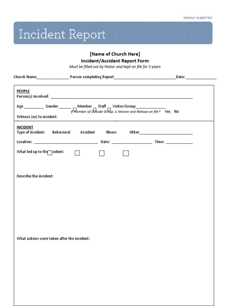 Church Incident Report Form | PDF