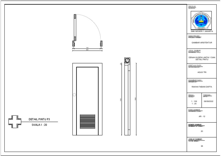 Detail Pintu P3 SKALA 1: 20: Logo SMKN 1 | PDF