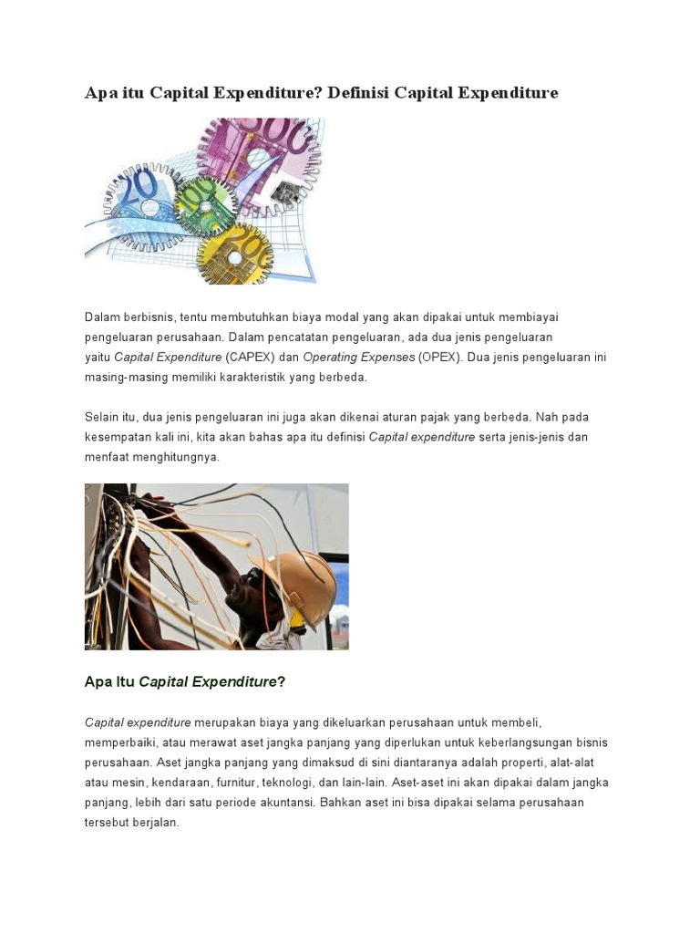 Apa Itu Capital Expenditure | PDF | Pengelolaan Keuangan & Uang