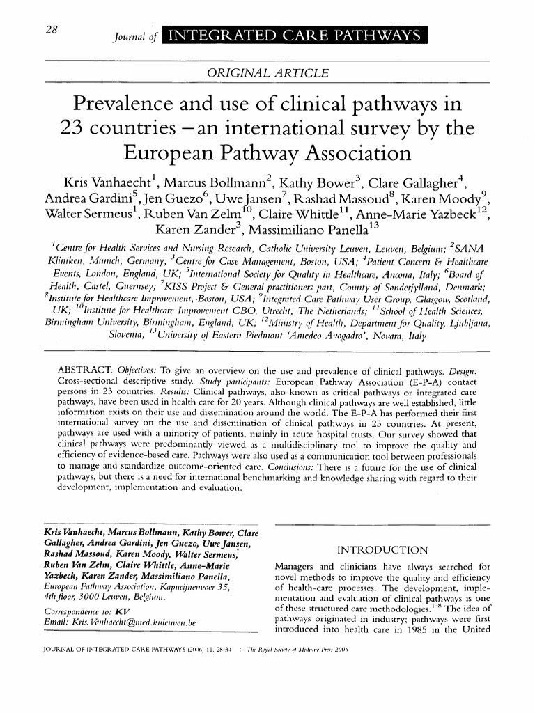 Prevalence and Use of Clinical Pathways in 23 Countries - An ...