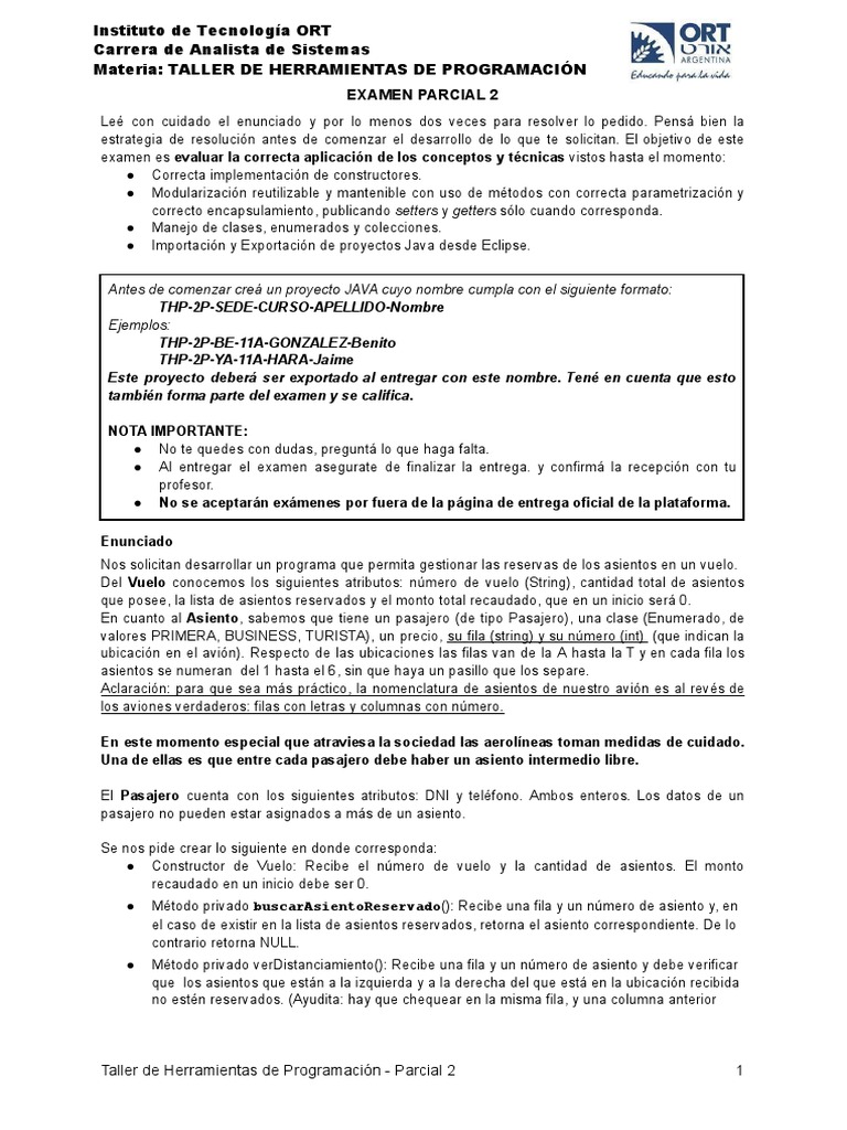 Examen Parcial: Reservas de Vuelo en Java | PDF | Java (lenguaje de programación) | Programación ...