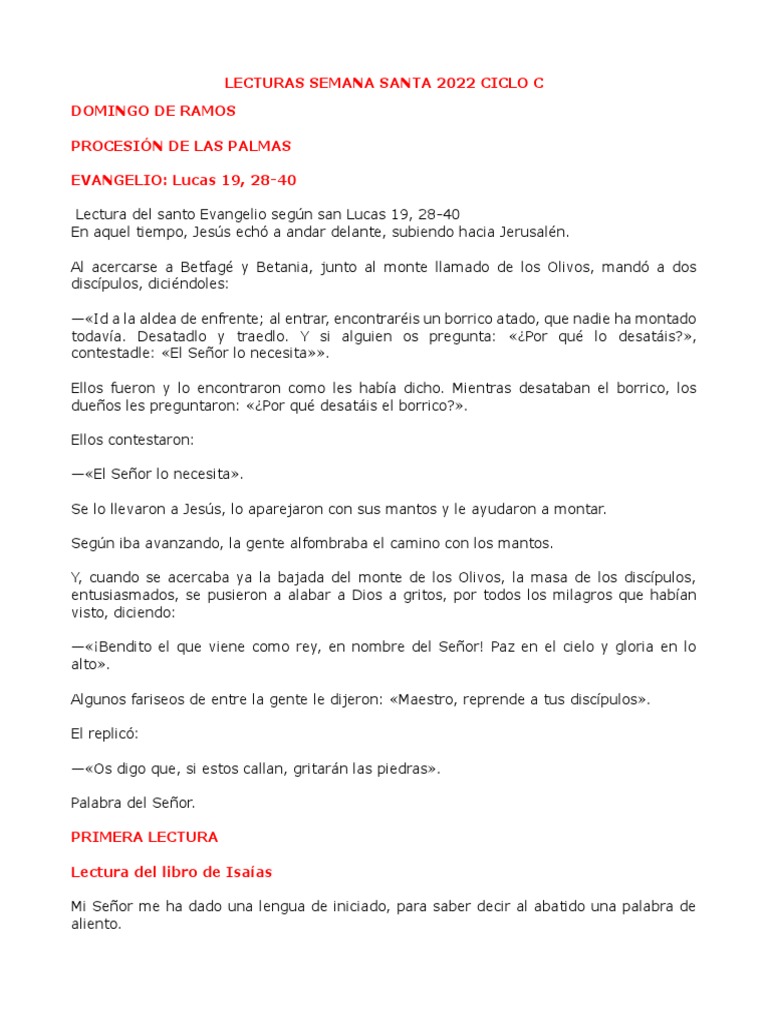 Lecturas Semana Santa 2025 Ciclo C | PDF | Jesús | Poncio Pilato