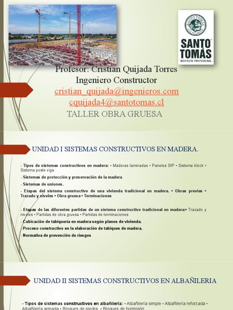 Profesor: Cristian Quijada Torres Ingeniero Constructor: Cquijada4@santotomas - CL | PDF ...