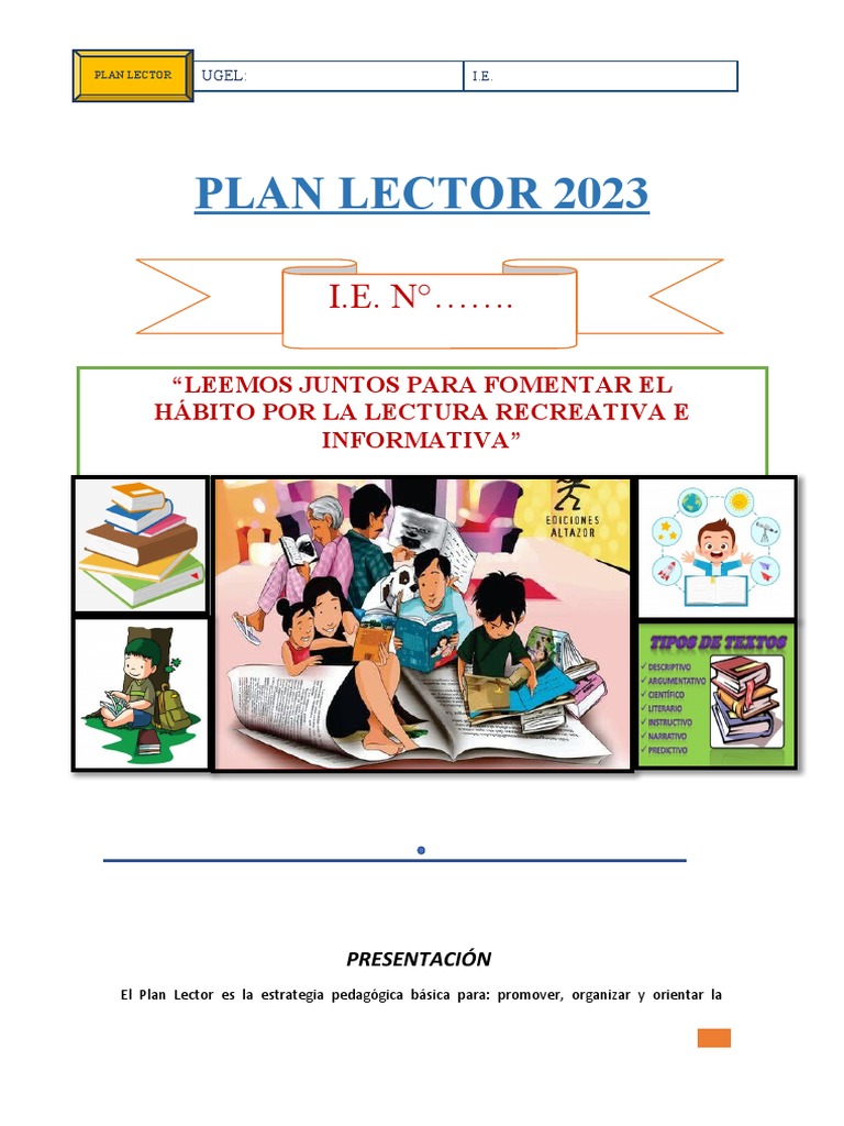 Modelo de Formato de Plan Lector Secundaria 2022 (1) - 1 | PDF | Evaluación | Comprensión lectora