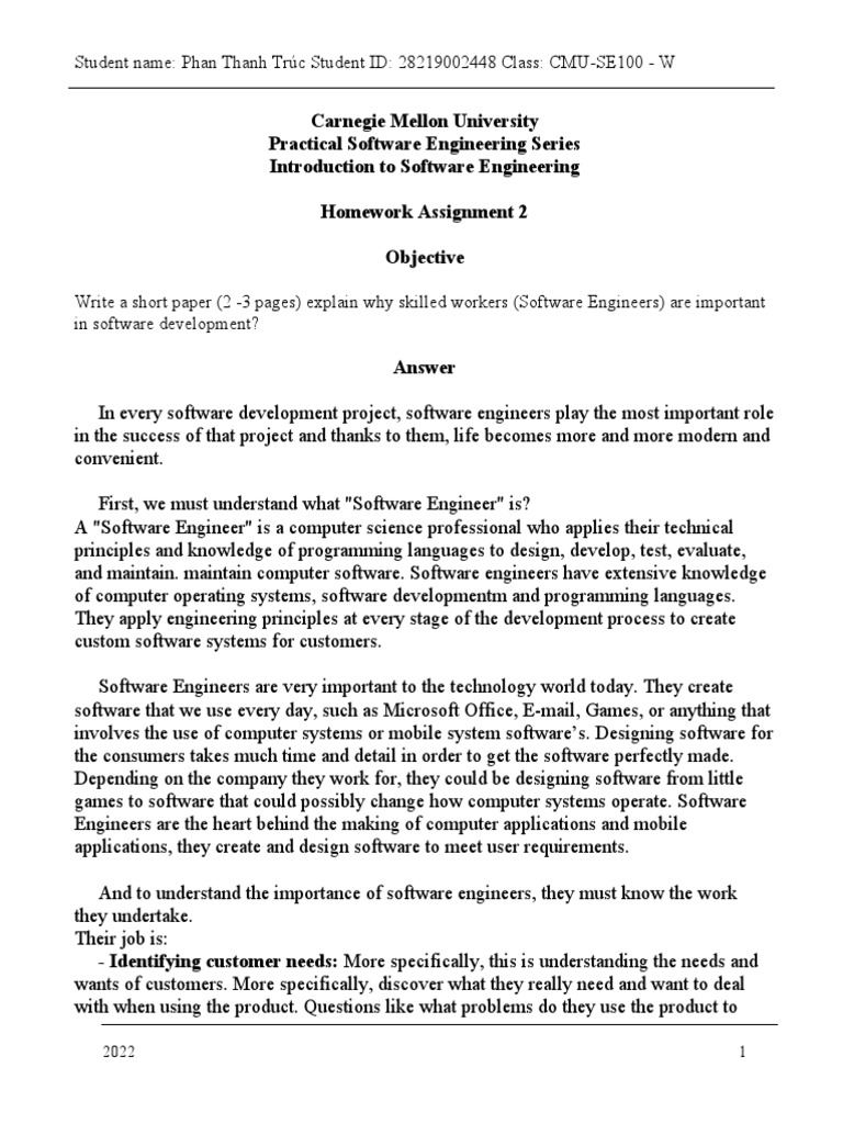 Carnegie Mellon University Practical Software Engineering Series Introduction To Software ...