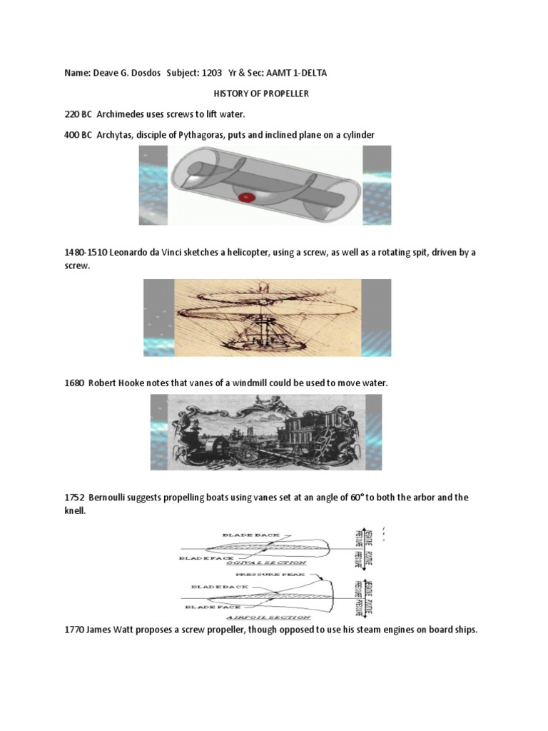 History of Propellers From Archimedes to Modern Times | PDF | Propeller ...