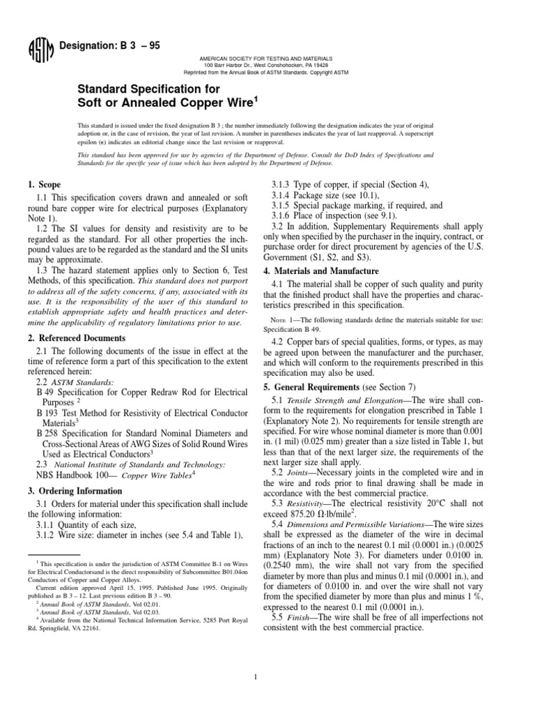 Astm B3-95 | PDF | Specification (Technical Standard) | Secondary ...