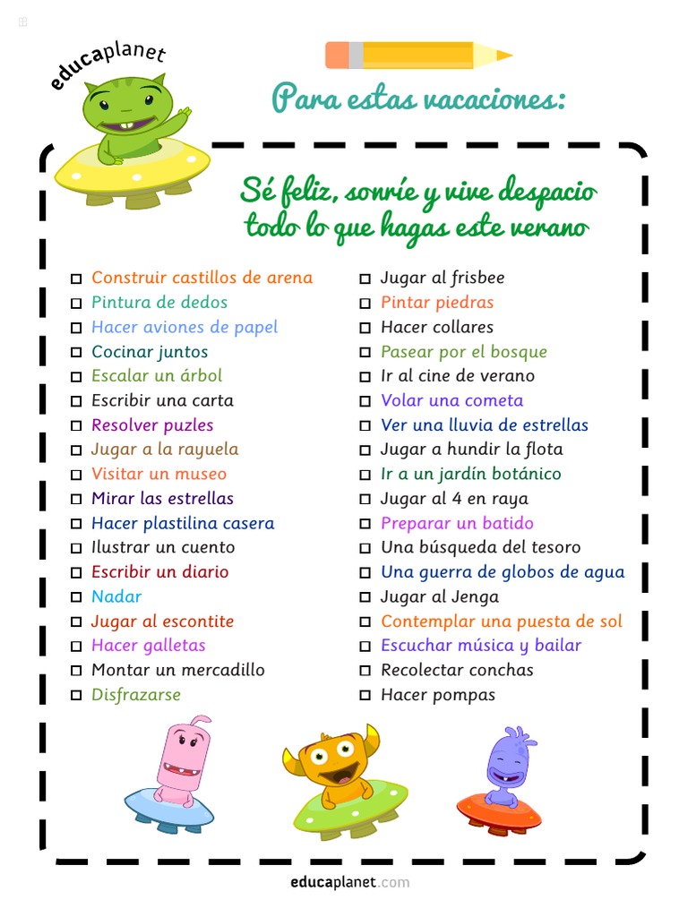 Verano Lista Actividades | PDF | Hogar, jardinería y bricolaje