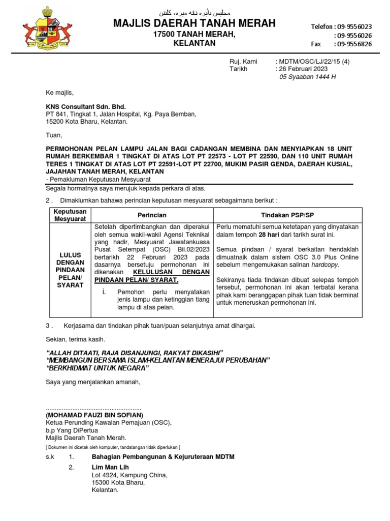 Surat Pemakluman Terperinci 28-02-2023 130115 | PDF