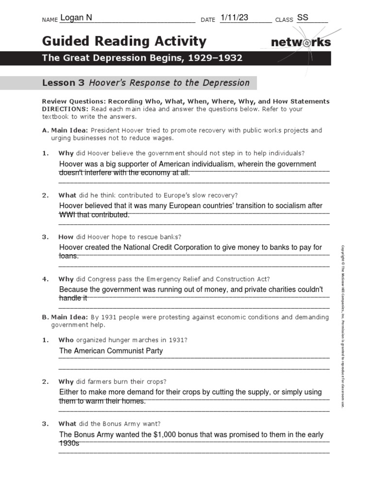 Kami Export - 9-3 Guided Reading New | PDF | Herbert Hoover | Great ...