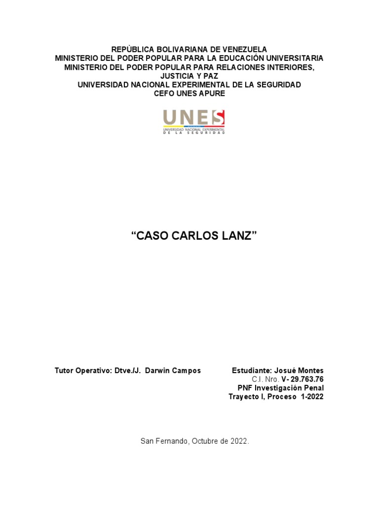 Caso Carlos Lanz | PDF | Policía | Crímenes