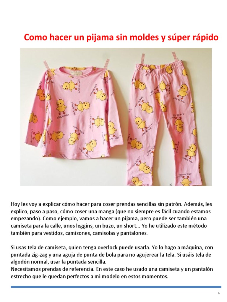 Cómo Hacer Un Pijama Sin Moldes En Menos De 40 Pasos Pdf Ropa