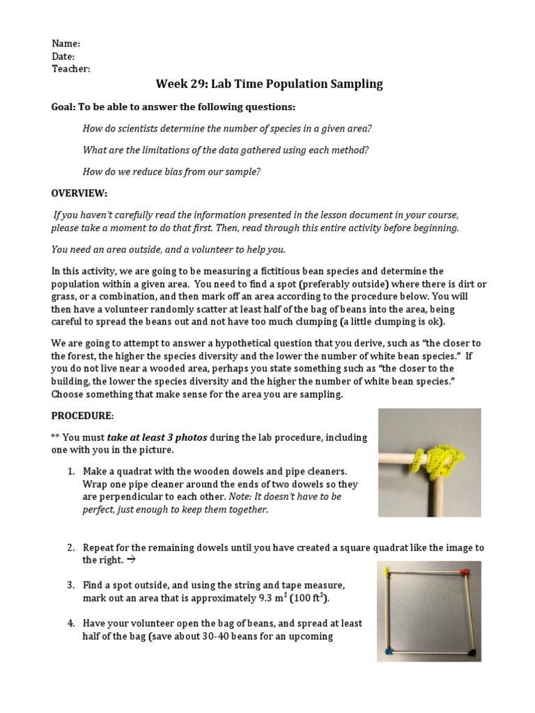Lab Guide: Population Sampling Methods | PDF | Sampling (Statistics ...