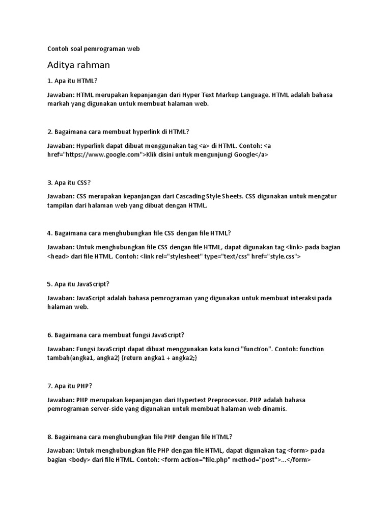 Contoh Soal PWPB XII RPL | PDF