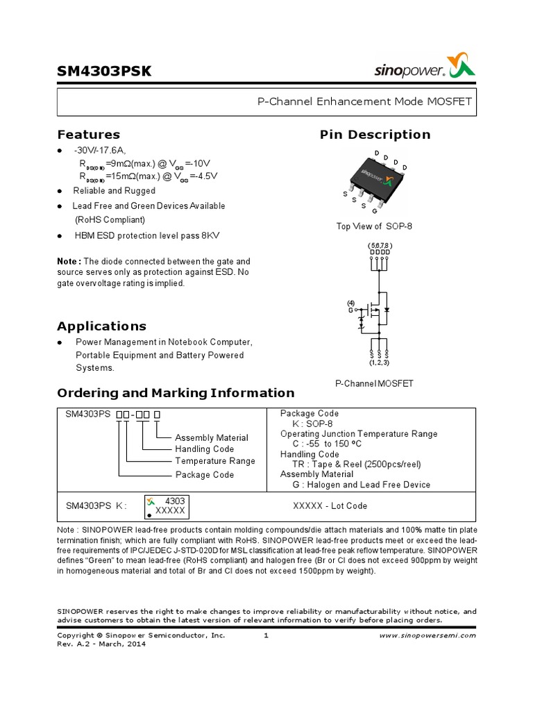 SM 4303 PSK | PDF | Field Effect Transistor | Diode