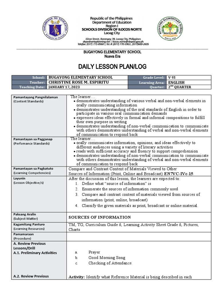 English 6 - Q2 - Sources of Information | PDF | Communication | Information