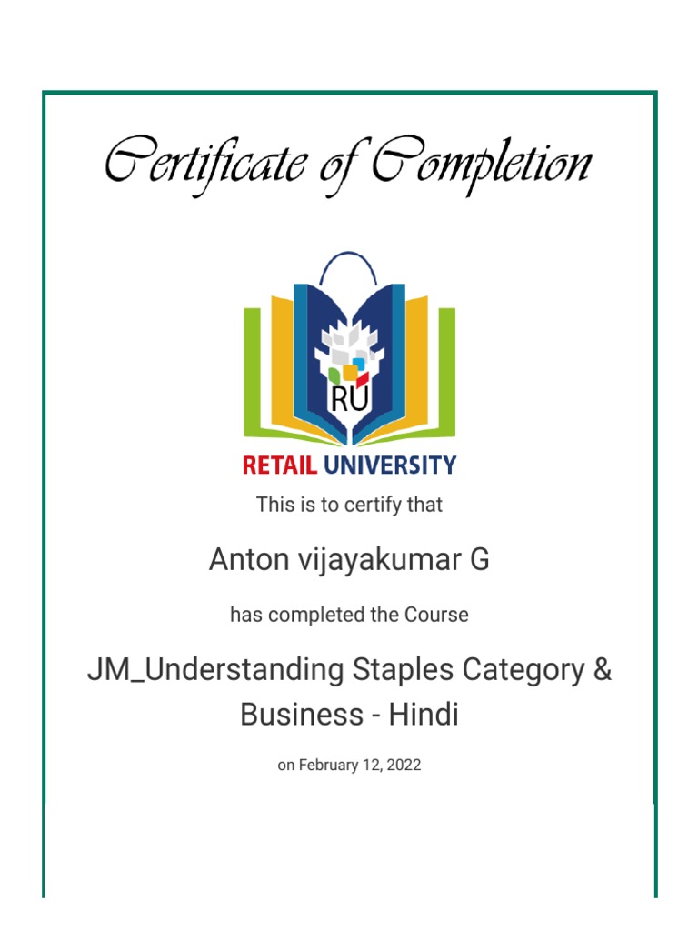 Retail Certificate - Learn and Grow | PDF