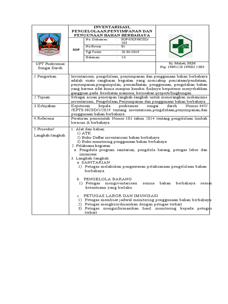 Sop Inventarisasi b3 Ok | PDF