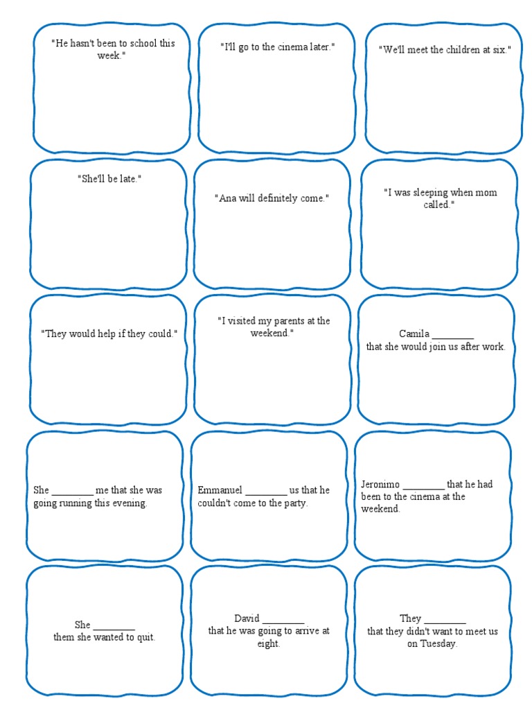Reported Speech Game | PDF