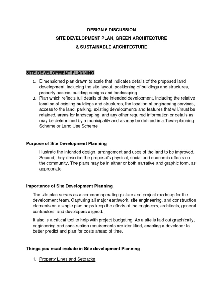 Site Development Planning Discussion | Download Free PDF | Green Building | Sustainability
