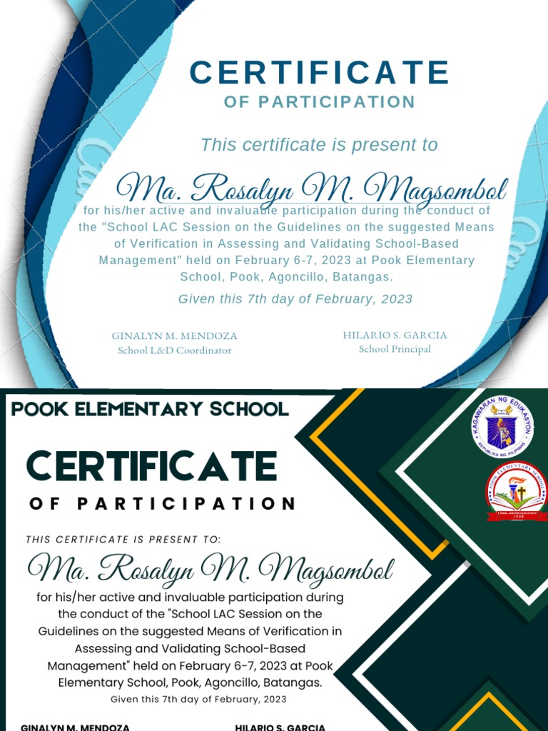 Certificate of Participation - SBM | PDF