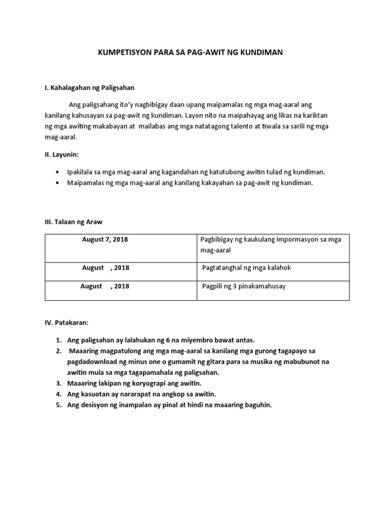 KUMPETISYON PARA SA PAG-awit | PDF