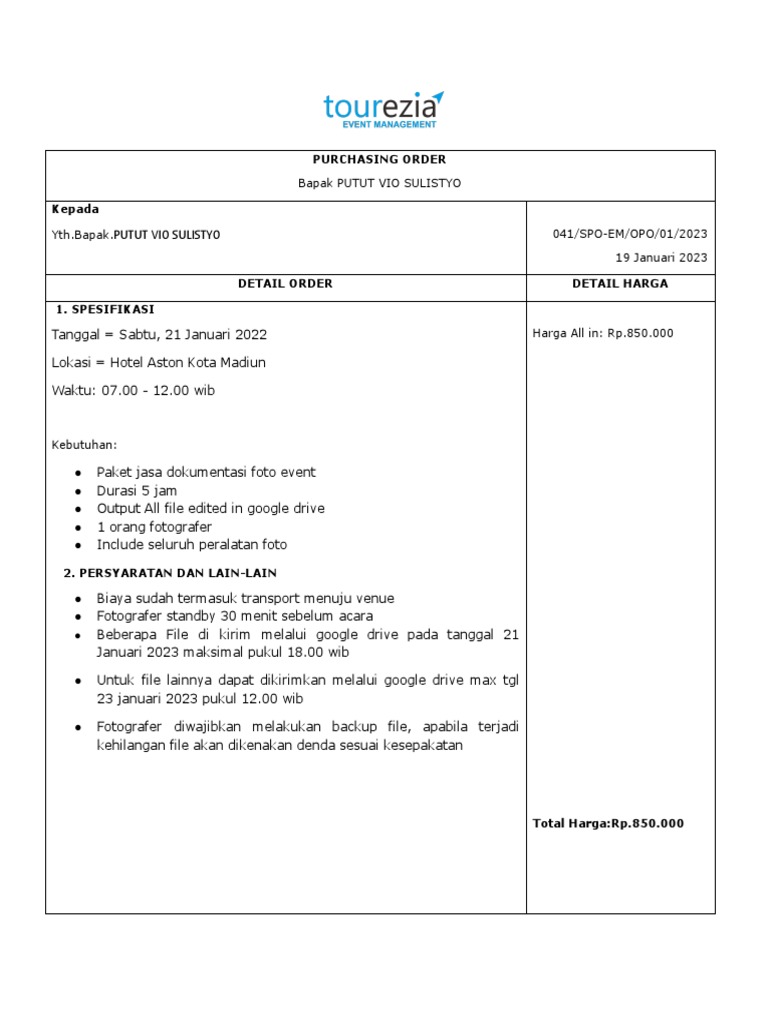 PO EVENT MADIUN - Google Docs | PDF