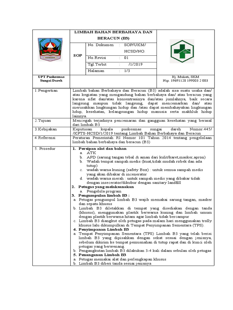 Sop Limbah B3 | PDF