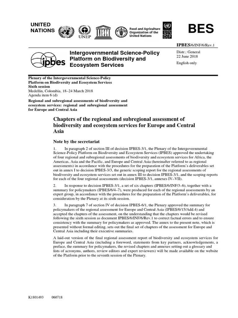 Intergovernmental Science-Policy Platform On Biodiversity and Ecosystem ...