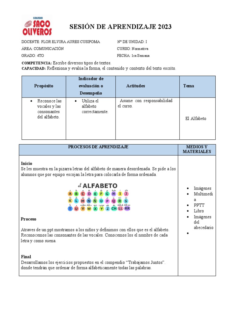 Sesiones de Aprendizaje 2023 - Unidad 1 - 4to Prim. | PDF | Evaluación | Comunicación