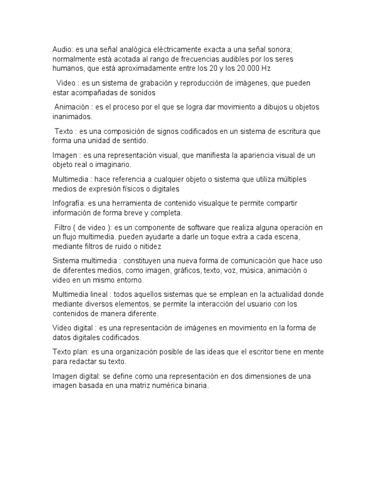 Glosario de Multimedia | PDF