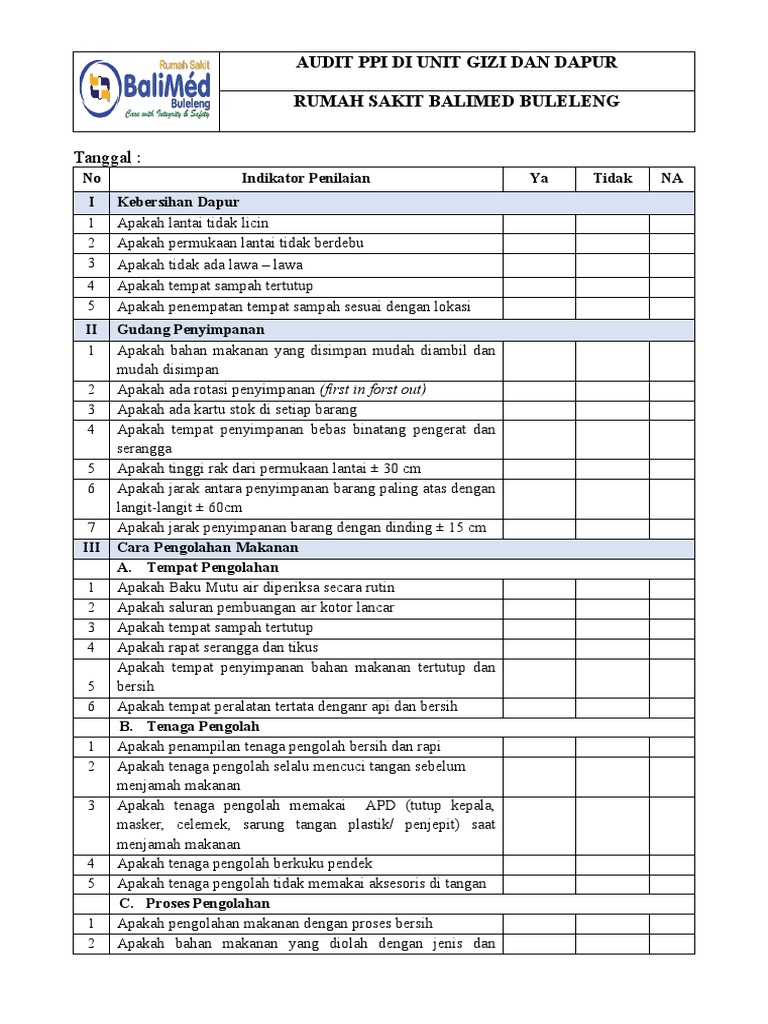 Form Audit Gizi | PDF