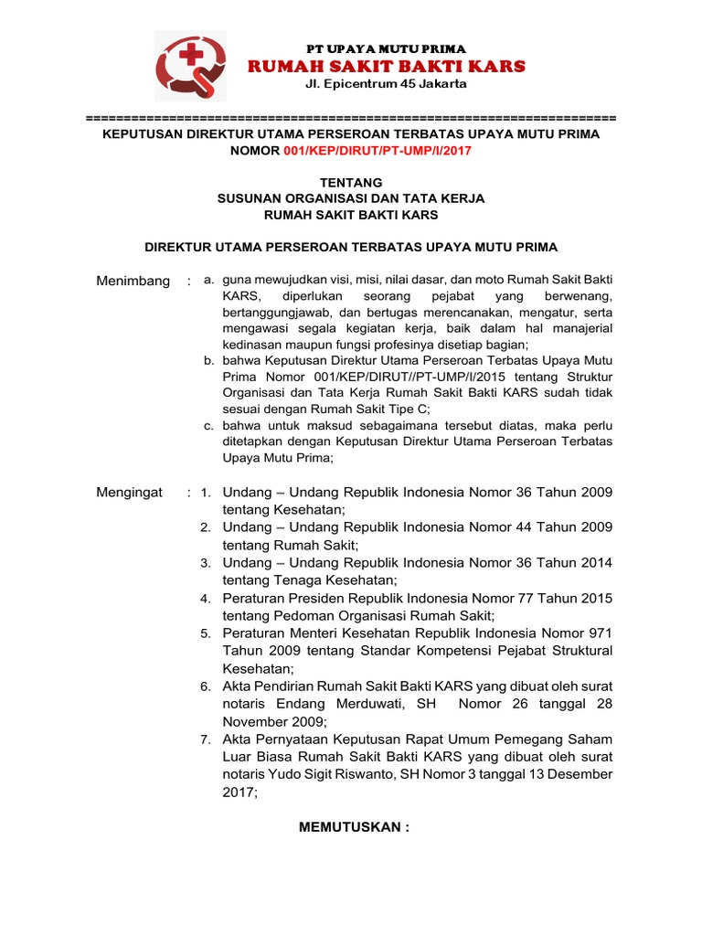 TKRS 2 Ep 1 Sotk - RSBK - 2022 | PDF | Bisnis