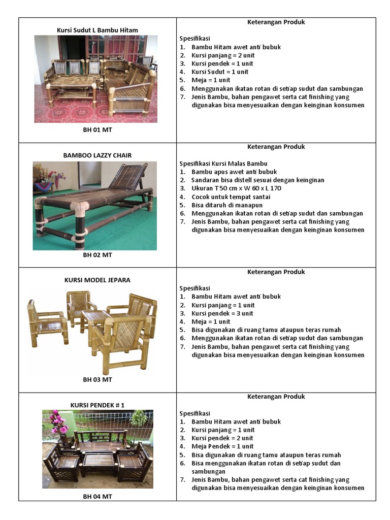 Spesifikasi Produk Bambu | PDF