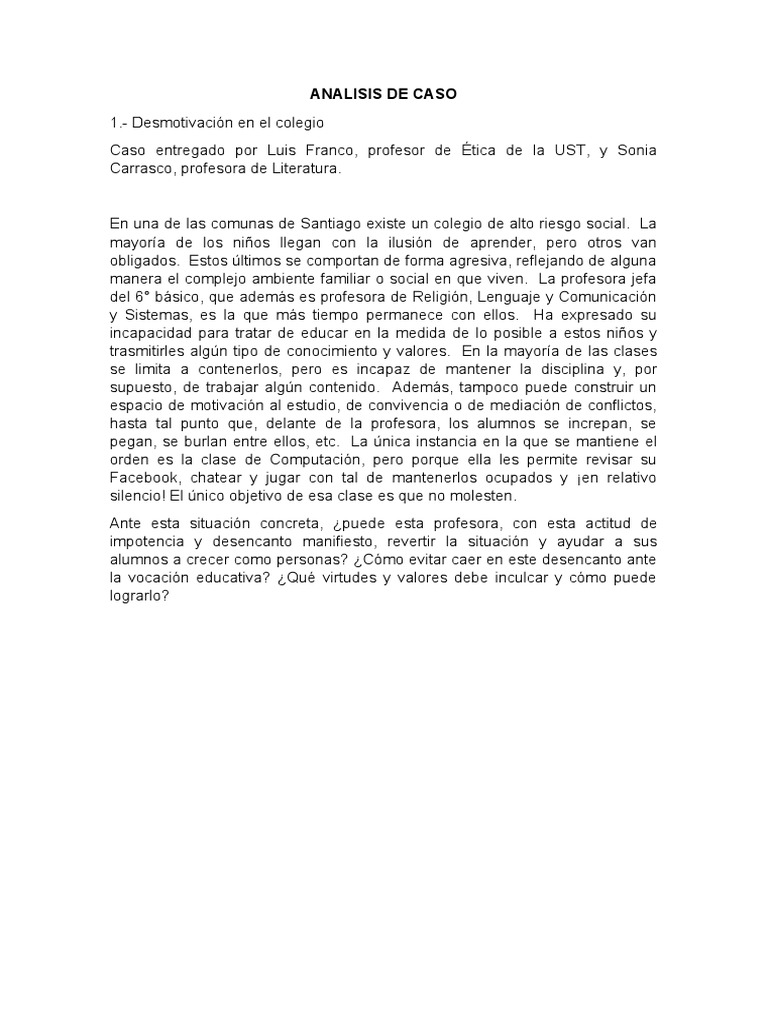 Analisis de Caso Educación | PDF | Maestros