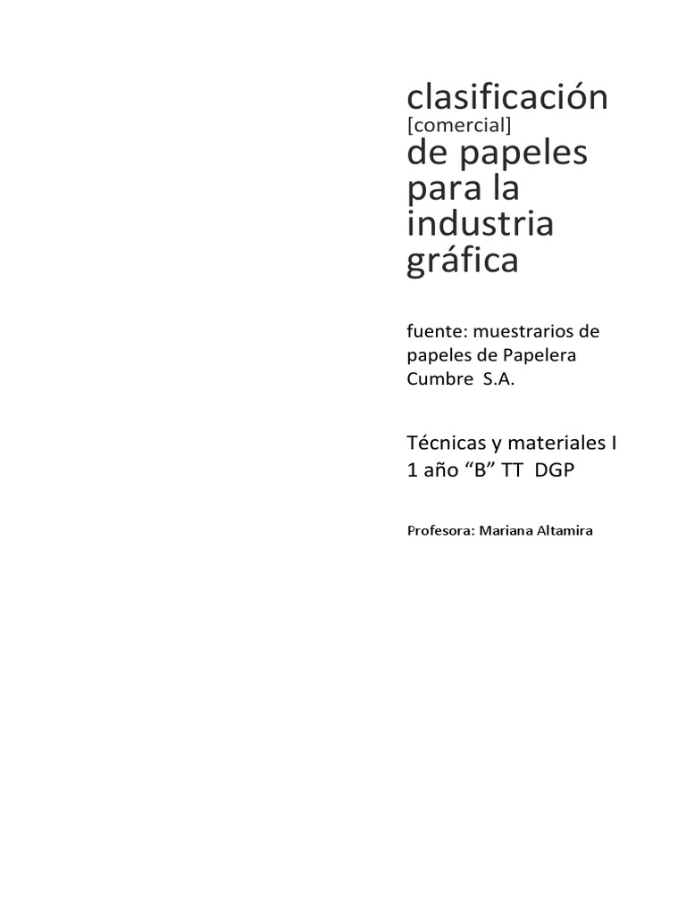 6 Clasificacion Comercial de Papeles | PDF | Impresión | Papel