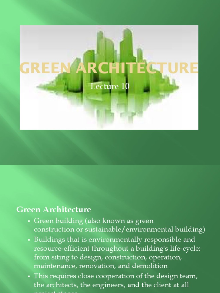 Green Architecture | PDF | Green Building | Natural Environment