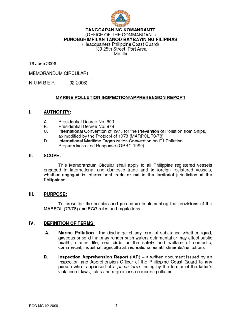 PCG MC 02-2006 | PDF | Justice | Crime & Violence