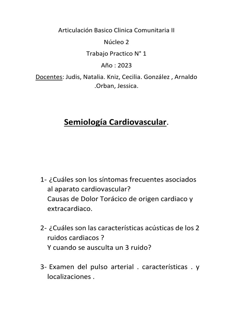 Semiología Cardiovascular | PDF