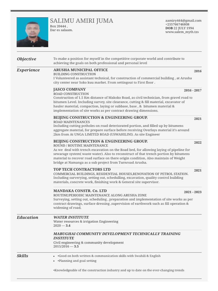 Islam CV | PDF | Road | Engineering