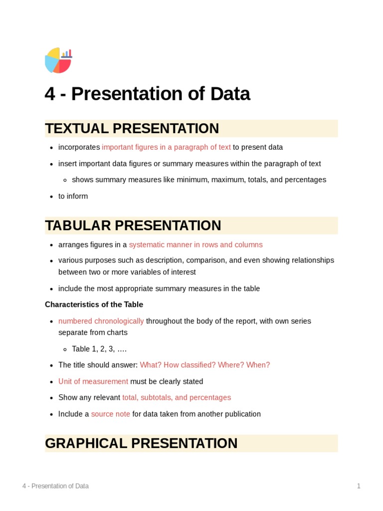 Data Presentation Methods Guide | PDF