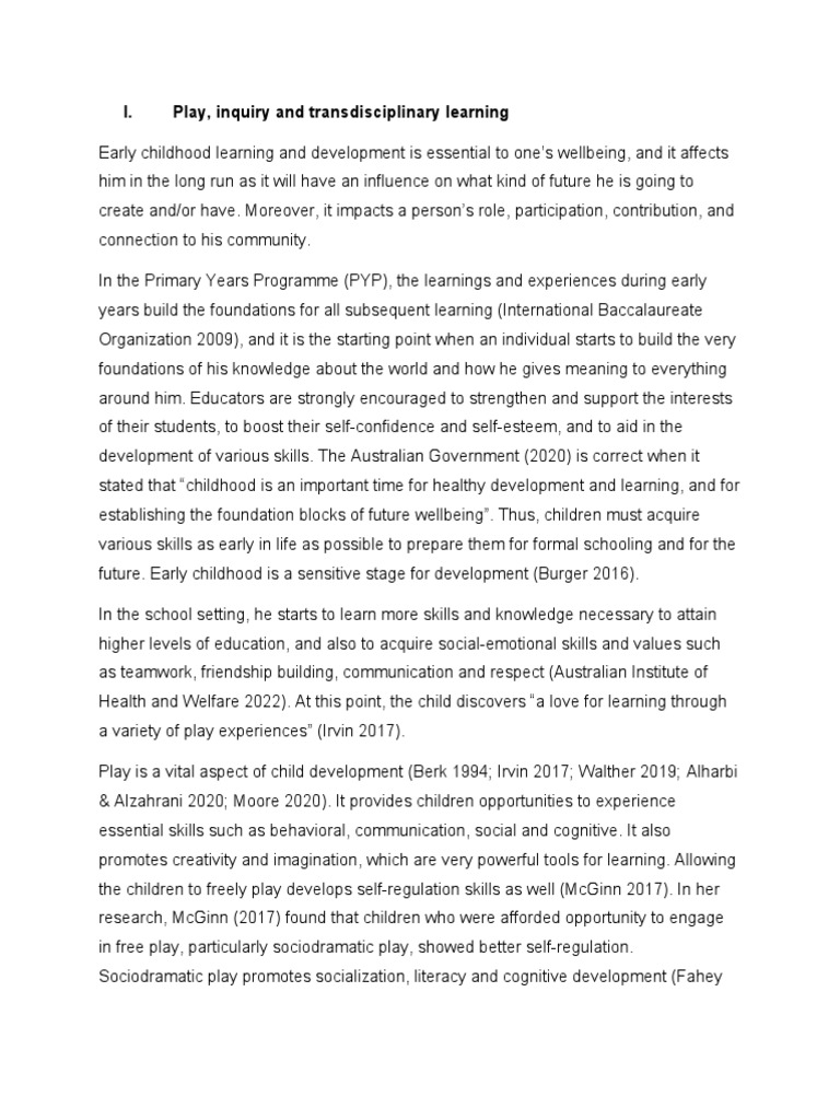 I. Play, Inquiry and Transdisciplinary Learning | PDF | Inquiry Based ...