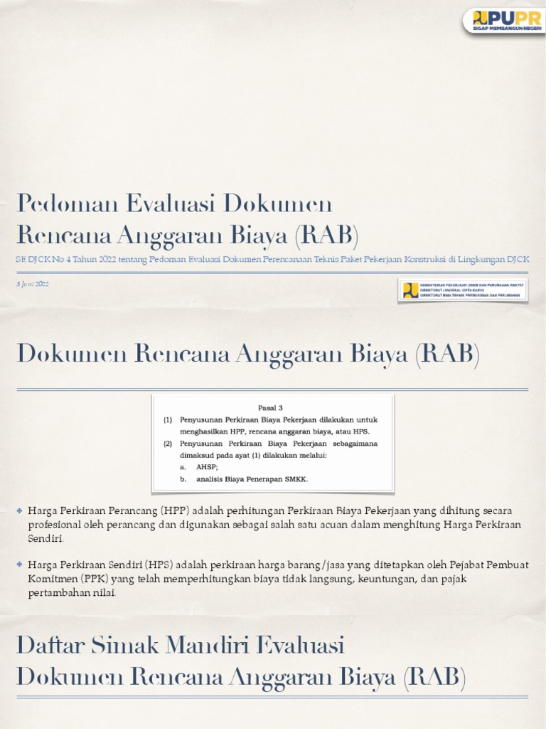 Pedoman Evaluasi RAB Konstruksi | PDF | Komputer | Teknologi & Rekayasa