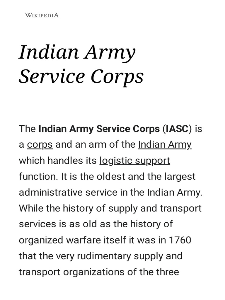 Indian Army Service Corps Overview | PDF | Military | Military Organization