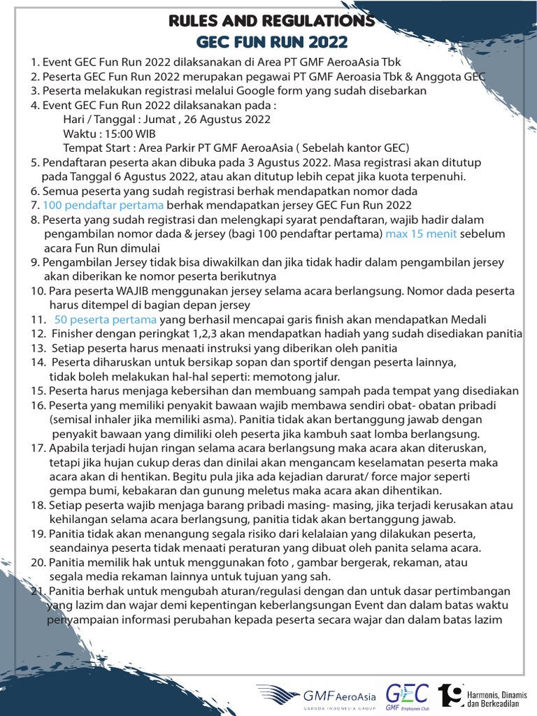 GEC Fun Run 2022 Rules & Regulations | PDF