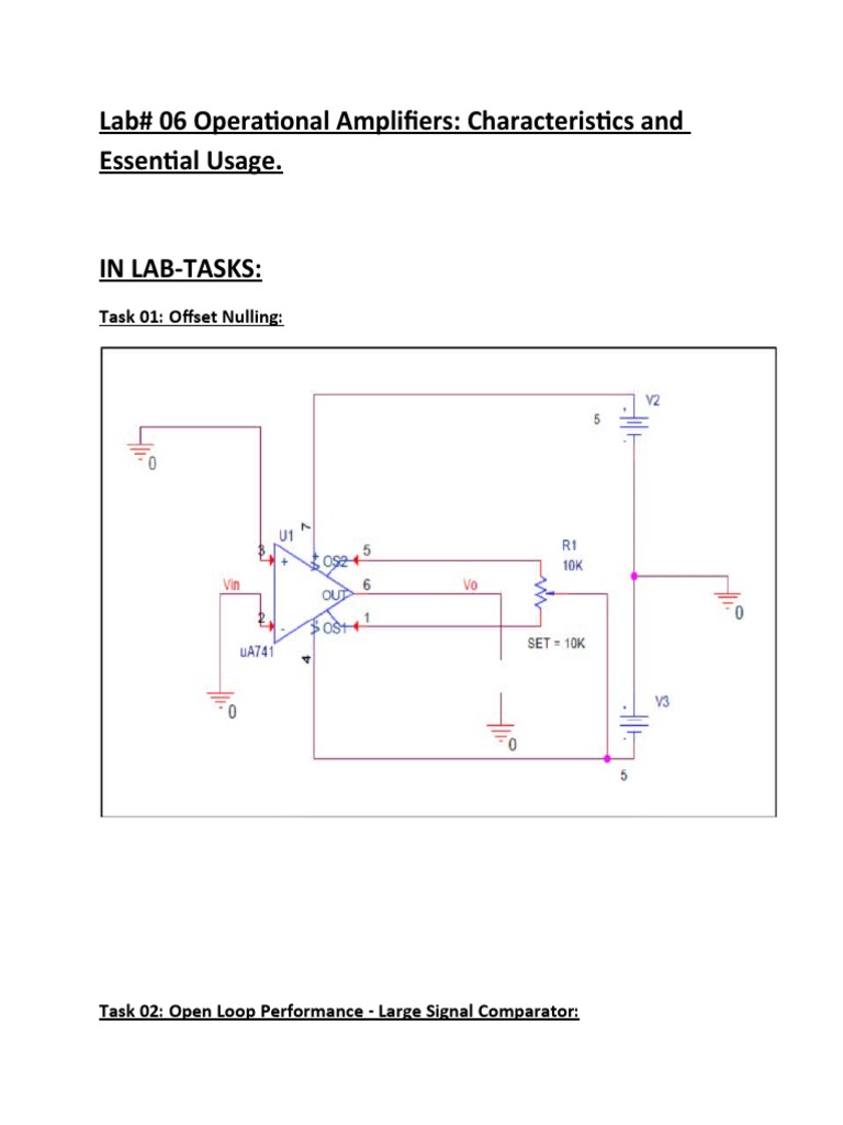 Lab# 06 Operational Amplifiers: Characteristics and Essential Usage. in ...